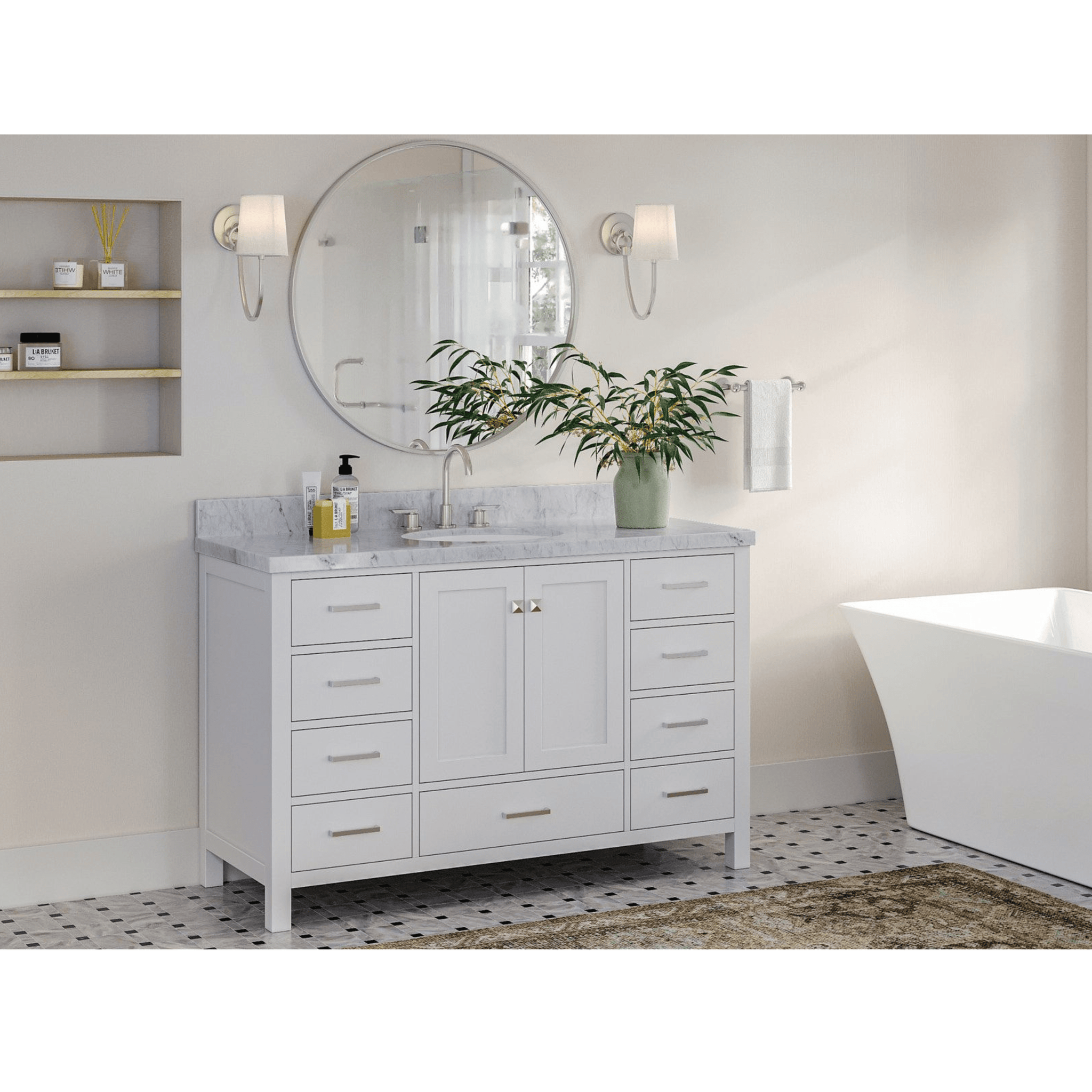 Ariel Cambridge 54" Modern White Single Sink Base Cabinet – Modern Bath ...