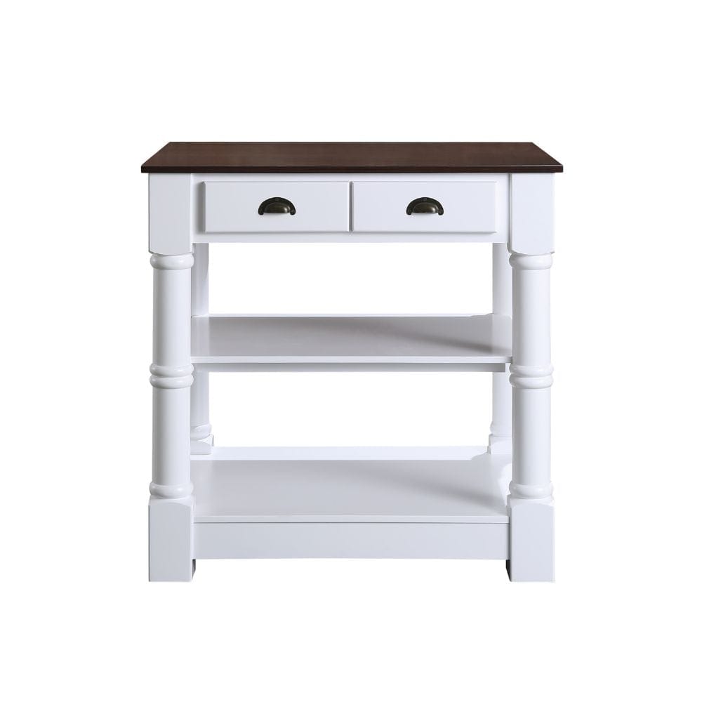 Monterey Traditional White 36" Kitchen Island With Dark Walnut Veneere ...