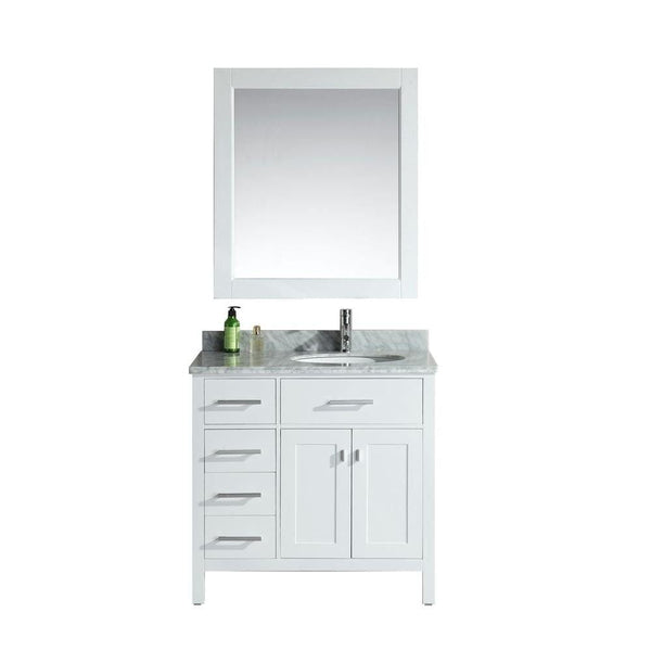 Design Element DEC076D-W-L | London 36" Single Sink Vanity Set in White ...