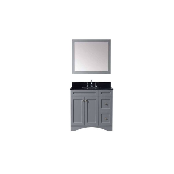 Virtu USA Elise 36" Single Bathroom Vanity Set in Grey w/ Black Galaxy ...